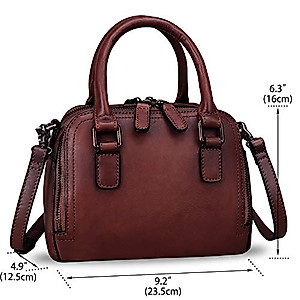 Genuine Leather Handbags for Women Vintage Handmade Top-Handle Handbag Purse Shoulder Bag Cowhide Satchel Bags for Ladies