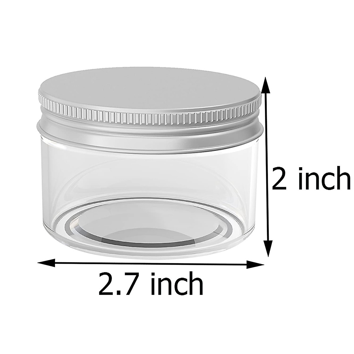 4 Ounce Plastic Container Jars Refillable Empty Cosmetic Containers for Cream, Lotion, Liquid, Ointments, Silver Lids 12 Pcs