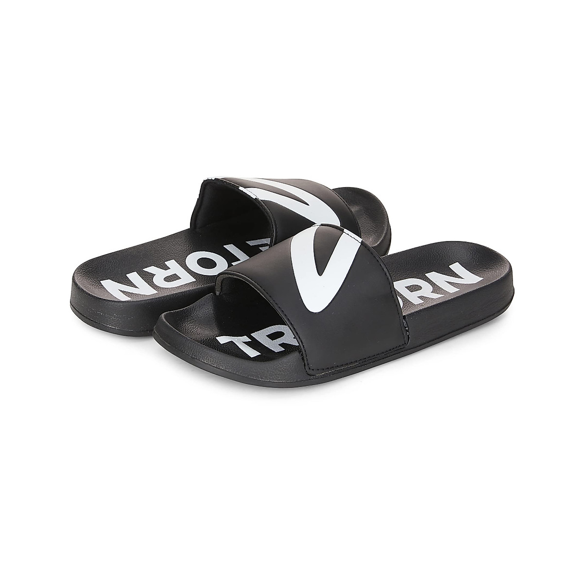 TRETORN Womens Slides Ace-Cute Sandals Casual Summer Comfort Slip-On Shower/Water Shoe, Black/White, 9