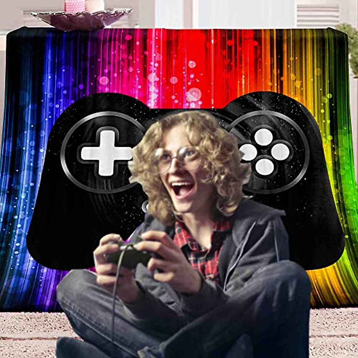 xiheshian Gaming Blanket for Boys Men 50x60 Inch Playstation Gamer Blankets Teen Kids Video Game Throw