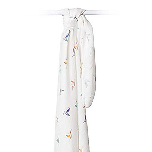 lulujo Baby Swaddle Blanket| Unisex Softest Bamboo Viscose Muslin Swaddle Blanket| Neutral Receiving Blanket for Girls & Boys 47in x 47in Hummingbird