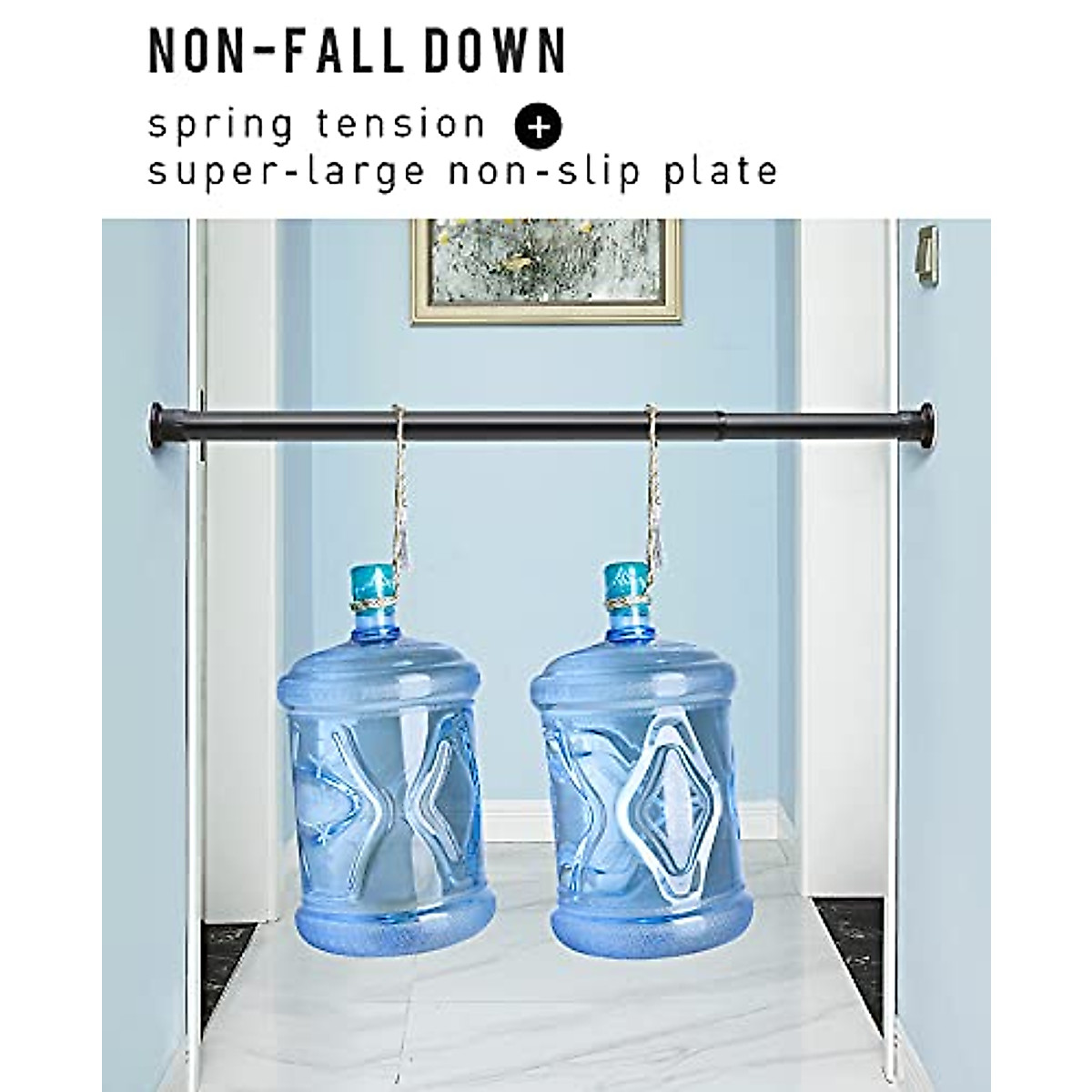 Upgrade Your Bathroom with a Stylish and Durable Stainless Steel Shower Curtain Rod Tension No Drill Adjustable for Bathtub, Shower Stall, Closet, Doorway Spring Metal Tension Matte Black 40-62 Inches