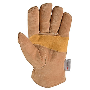 Wells Lamont Men's Insulated Split Cowhide Winter Leather Work Gloves, Large (1080L), Brown