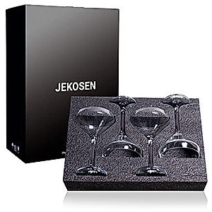 JEKOSEN Crystal Martini Cocktail Glasses 11 Ounce Set of 4 With Premium Gift Box Premium Strong Lead-Free Clear