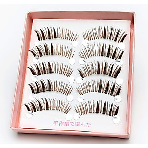 Dorisue Natural false eyelashes Brown Eyelashes 3D Light Color False Eyelashes Short Handmade lashes wispies Natural False Eyelashes Eye Makeup Fake Eyelashes 5 Pairs eyelashes pack