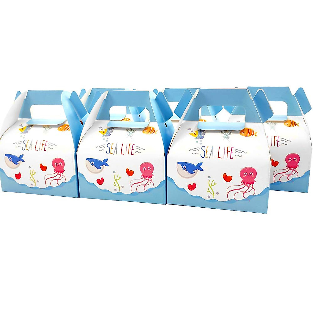 20 Piece Small Size Candy Box for Kids Sea Ocean Life Animals Fish Whale Crab Octopus Party，Cake Treat Gift Box Candy Cookie Containers Goodie Bag，Baby Shower Party Decoration Party Favor Supplies