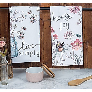 Kay Dee Designs Kitchen Towel Set (2 pc) - Choose Joy and Live Simply - Terry Hand Towels,White