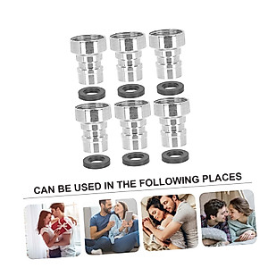 6pcs Washing Machine Adapter Stainless-Steel Basin Connector Metal Faucet Adapter Toilet Sink Faucet Adapters Metal Faucet Connector Tap Adapter Faucet Adapter Accessory