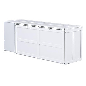 Harper & Bright Designs Modern Murphy Bed with Rotable Desk, Easy Fold Wood Murphy Bed Queen, Space-Saving Murphy Bed Cabinet for Guest Room Home Office,White