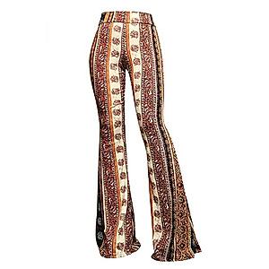 Pant Big and Tight-Fitting Bell-Bottom Summer Retro Hip Spring Women Womens Pants Color Casual Tie Waist Yoga Pants Orange
