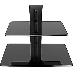 PERLESMITH Floating Wall Mounted Shelf Double AV Shelf & PERLESMITH Full Motion TV Wall Mount for 26-60 Inch TVs