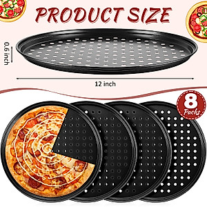 8 Pieces Pizza Pan With Holes 12 Inch Round Pizza Pan Carbon Steel Perforated Non-Stick Tray Tool Pizza Storage Container Nonstick Baking Supplies Home Restaurant Kitchen Steel Crisper Pizza Pan Set
