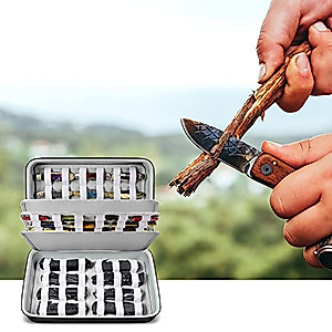 ALKOO Knife Display Case for Pocket Knifes, Knives Displaying Storage Box and Carrying Organizer Holds up to 44+ Folding Knife for Survival, Tactical, Outdoor, EDC Mini Knife (Case Only)