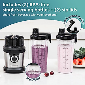 La Reveuse Electric Smoothie Blender for Shakes and Smoothies,Licuadora 400W, with 2 x 24 Oz Blender Cups,Single Serve Smoothies Maker for Juices