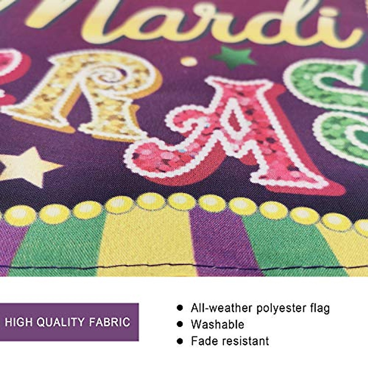 Mardi Gras Decorations Garden Flag New Orleans Party Mardi Gras Hanging Garland for Home Outdoor Indoor Decor Double Sided（Pole Not Included）