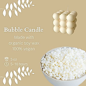 Scented Cube Candle, Bubble Candle, Cube Candle, Candle Sticks, Scented Candle, Decorative Candle, Natural Soy Wax, Housewarming Gift (White)