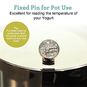 Euro Cuisine TM26 Thermometer - Instant Read 1-Inch Dial Thermometer with Clip and Case, Thermometer for Steaming Milk, Tea, Coffee, Analog Dial, Pocket Thermometer, Kitchen Thermometer for Liquids