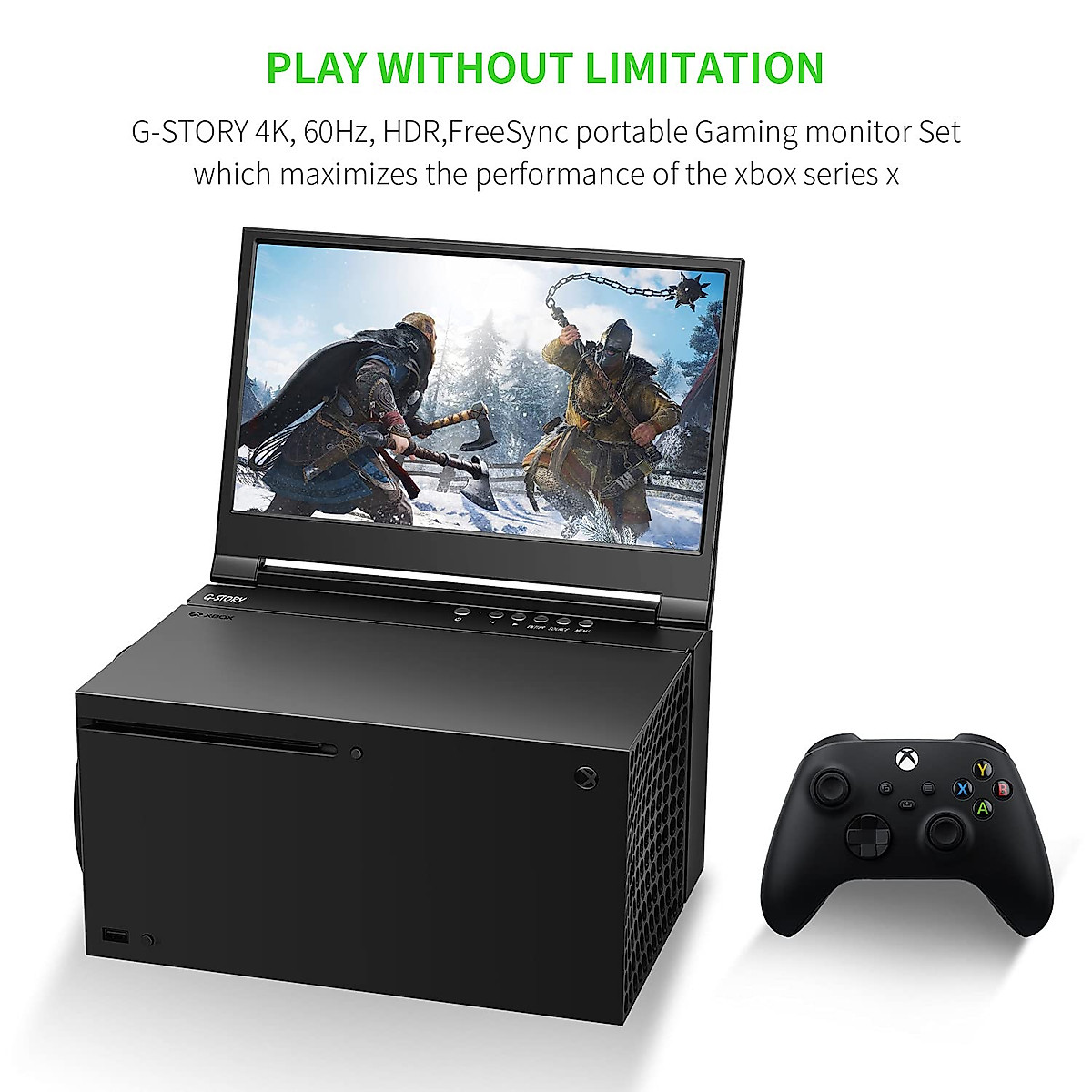 G-STORY 12.5‘’ Portable Monitor for Xbox Series X, UHD 4K Portable Gaming Monitor IPS Screen for Xbox Series X（not Included） with Two HDMI, HDR, Freesync, Game Mode, Travel Monitor for Xbox Series X