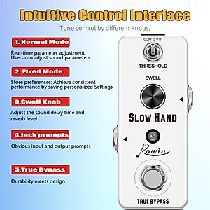 Rowin Digital Slow Hand Guitar Pedal Slow Gear for Electric Guitar Bass True Bypass (LEF-326)