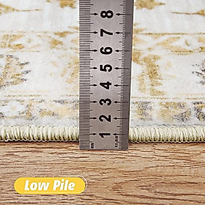 COZYLOOM Large 8x10 Area Rug Medallion Distressed Soft Rug Retro Indoor Carpet for Living Room Non-Shedding Floral Floor Carpet Low Pile Anti-Slip Backing Bedroom Thin Rug Accent Home Decor