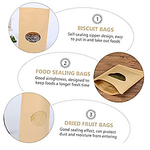 SOESFOUFU 50 Pcs Kraft Paper Bag Self-sealing Storage Pouches Greaseproof Paper Bags Kraft Snack Bags Zipper Paper Bags Practical Storage Pouches Bag Organizer Kraft Treat Bags