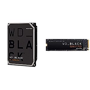 WD_BLACK Western Digital 2TB Performance Internal Hard Drive HDD - 7200 RPM & 1TB SN770 NVMe Internal Gaming SSD Solid State Drive - Gen4 PCIe, M.2 2280, Up to 5,150 MB/s - WDS100T3X0E