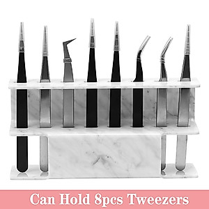 Lash Extension Supplies Tweezer Holder Stand GEMERRY Eyelash Extension Supplies Accessories Tools Acrylic Display Storage 8 Pcs Tweezers Shelf Holder (Marbling)
