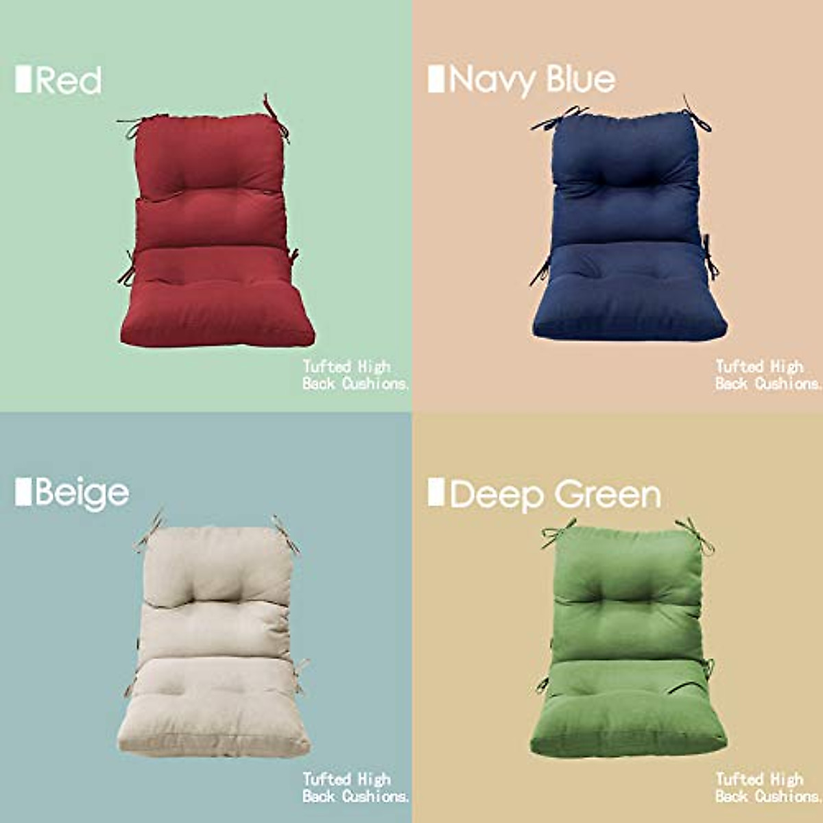 BOSSIMA Outdoor Indoor High Back Chair Tufted Cushions Comfort Replacement Patio Seating Cushions Deep Green