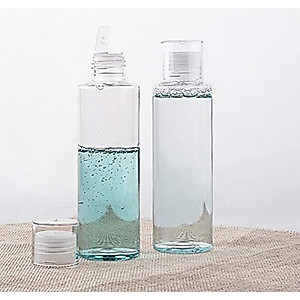 5 oz Clear Plastic Empty Bottles Travel Bottle Container with Flip Cap BPA -free Sample Tube Jars for Cosmetic Bath Shower Gel Lotion Liquid Shampoo - Set of 4