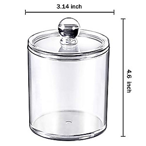 4 Pack of 15 Oz. Plastic Acrylic Bathroom Vanity Countertop Canister Jars with Storage Lid, Apothecary Jars Qtip Holder Makeup Organizer for Cotton Balls,Swabs,Pads,Bath salts (Clear, 15 Oz)