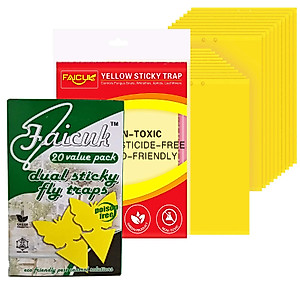 Faicuk 20 Pack Yellow Sticky Traps and 20 Pack Houseplant Sticky Traps
