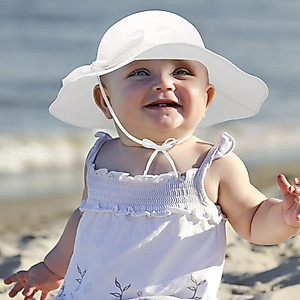 Infant Sun Hat Baby Girl Hats with Bows UPF 50+ Baby Hat Bucket Hat Summer Baby Beach Hat with Wide Brim White 3-6 Months
