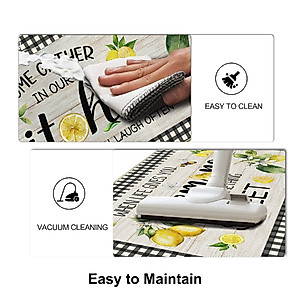 Lemon Kitchen Mat Set of 2, Kitchen Mats for Floor, Farmhouse Lemon Kitchen Rugs and Mats Non Skid Washable, Lemon Kitchen Decor Floor Mats Non Slip, Kitchen Runner Rug Carpet 17x29 and 17x47 Inch