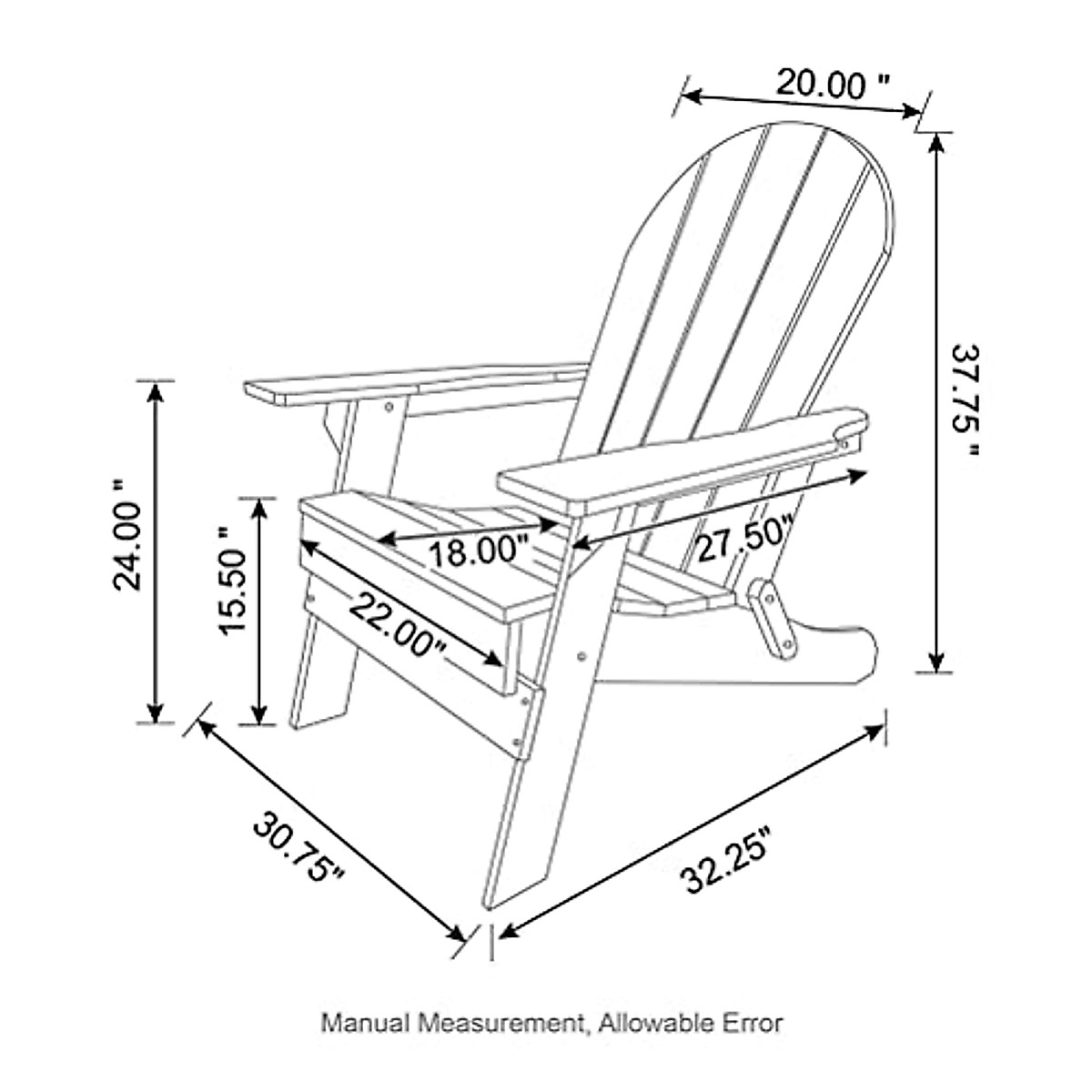 glitzhome Set of 2 Aqua HDPE Folding Adirondack Chairs Outdoor Patio Weather Resistant Adirondack Chairs for Deck Lawn fire Pit
