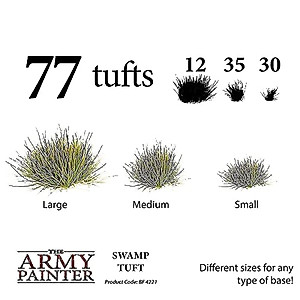 The Army Painter - Battlefield Tufts - Wasteland Tuft Bundle with Woodland Tuft and Swamp Tuft - Terrain Model Kit for Miniature Bases and Dioramas - 77 Pcs 3, Sizes