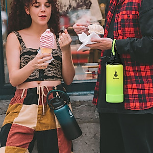 Farsea Insulated Water Bottle With Paracord Handle, Protective Silicone Boot and 2 Lids (Straw Lid & Spout Lid), Stainless Steel Water Bottle Wide Mouth, Double Wall Sweat-Proof BPA-Free, 24 oz