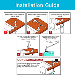 Sink Soap Dispenser Extension Tube kit with Upgraded Check Valve, 47” Silicone Tube, Not Easy to Bend, Stopper Cap to Fit Most Soap Containers, No Need to Fill The Little Bottle Again
