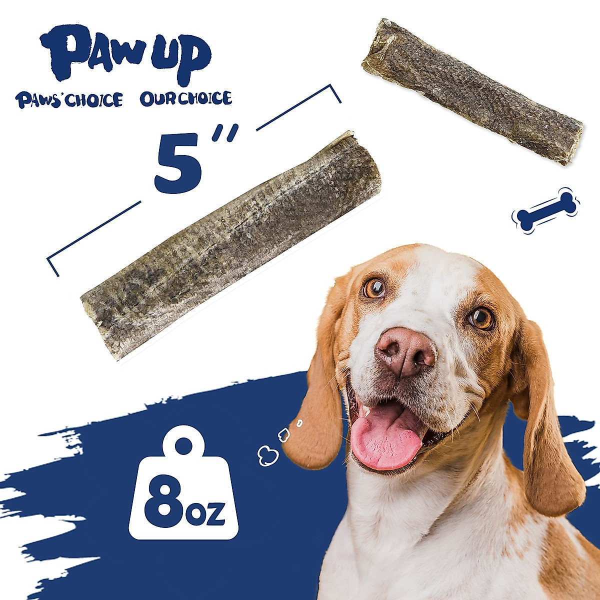 PAWUP Dog Treats, Cod Skins Dog Treat with Taurine, One-Ingredient Grain-Free Chew Fish Skin Rolls Rich in Omega3, 8 oz