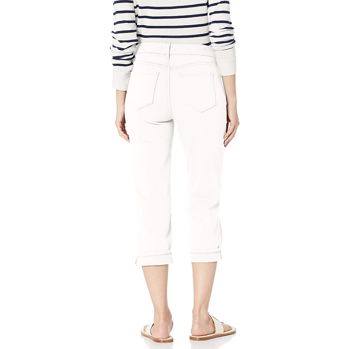 NYDJ Women's Marilyn Straight Cuff Cropped Slimming Jeans, Optic White, 18