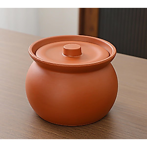 Generic Cute Mini Kitchen Clay Cooking Pot - Traditional Ceramic Pot with Lid for Healthy Cooking - Multipurpose Cooking Pot Use for Home Kitchen or Restaurant, 9cmx12cmx12cm, Brown
