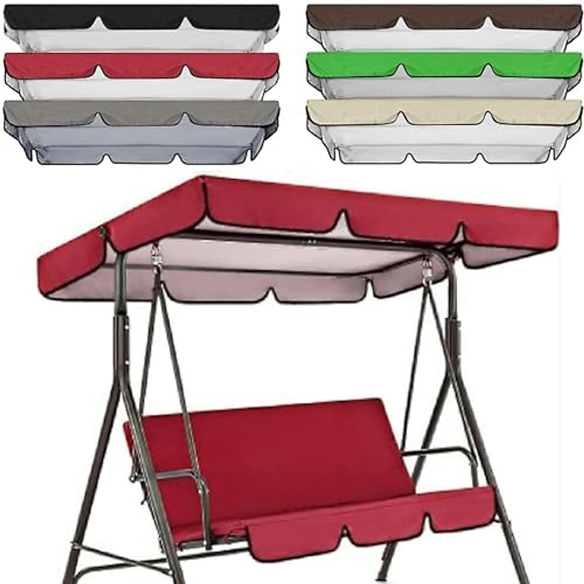 BTURYT Swing Top Replacement Canopy Cover, Outdoor Patio Swing Canopy Replacement Top Cover, 210DWaterproof Oxford Cloth Canopy Replacement Cover for 2/3-Seater-Swing Chair