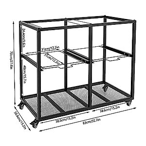 2 Tiers 4 Compartments Rolling File Carts with Wheels, Heavy Duty Rolling Pull-Out File Folder Rack Drawer File Cabinet for Home Office, Hanging Files for Letter Size