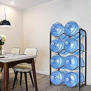 Water Cooler Jug Rack for 5 Gal Water Bottle, Water Bottle Rack, Water Bottle Holder, 4-Tier Heavy Duty Water Bottle Holder Storage Rack for 5 Gallon Water Dispenser, Nano Steel, Space Saver (Black)