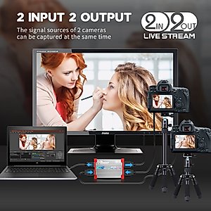 Mirabox Dual HDMI Capture Card for Streaming 2 in 2 Out,Support Dual 4K@30Hz Input,4K@30Hz Passthrough,USB3.0 1080P Capture for OBS Camera DSLR Live Streaming