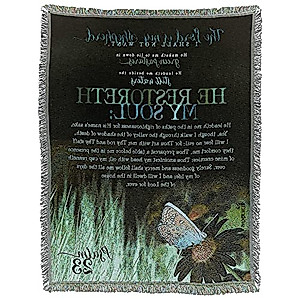 Dicksons He Restoreth My Soul Psalm 23 All Cotton 52 x 68 Tapestry Throw Blanket