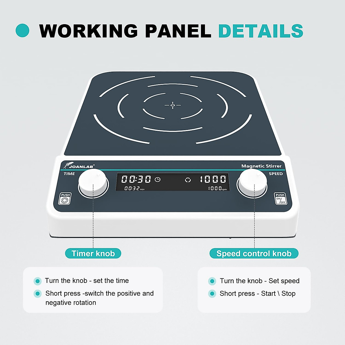 JOANLAB Digital Magnetic Stirrer Plate 30L Laboratory Large Capacity Magnetic Stir Plate Mixer 50-1300rpm w/Timming Lab Stirrer