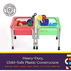 Special Supplies Sensory Activity Table for Kids and Toddlers with 2 Plastic Buckets, Easy Build Frame, and 7 Beach Toys for Interactive, Hands-On Learning Water, Sand, and STEM Play