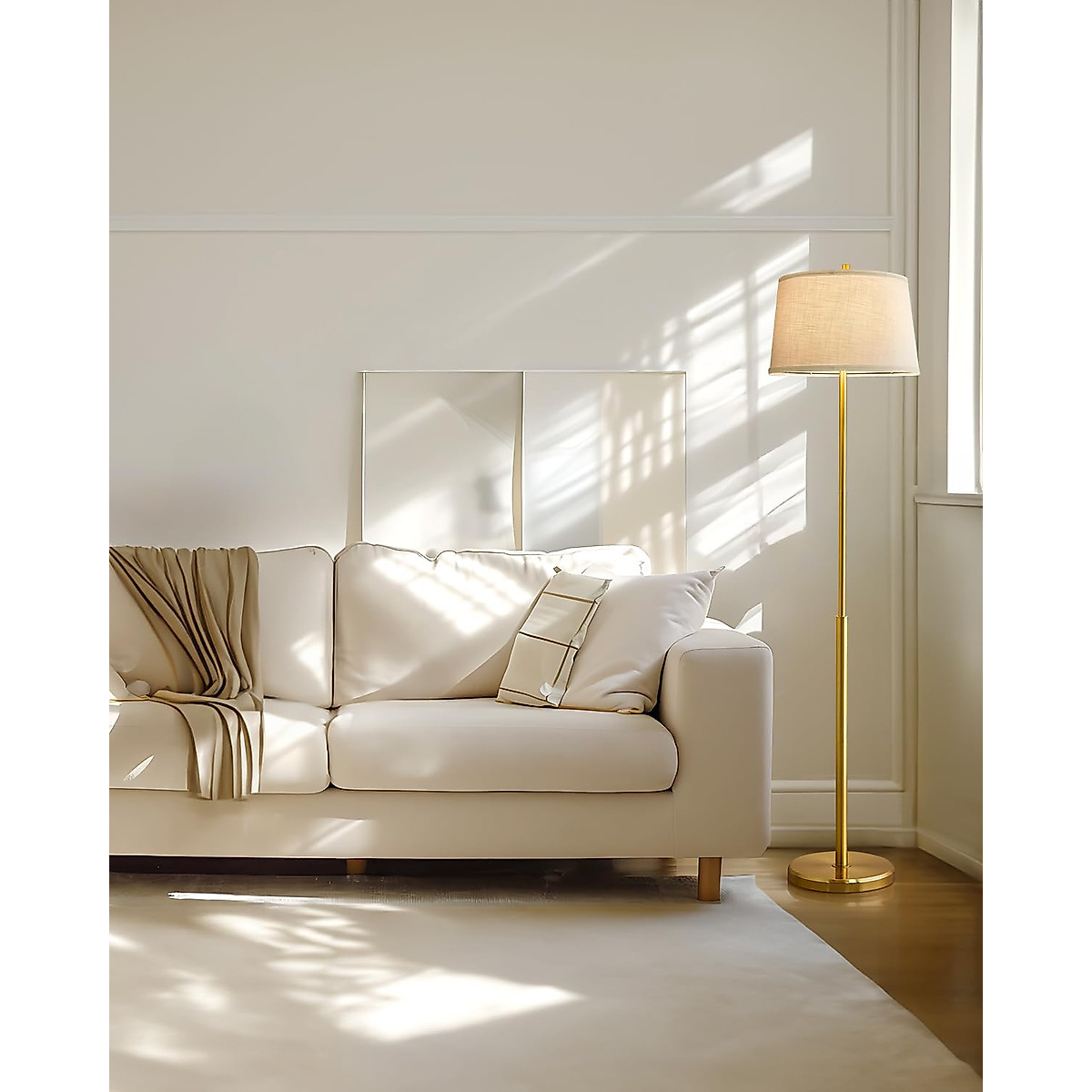 Oneach 61.75" Modern Floor Lamp for Living Room Tall Lamp for Bedroom Gold Floor Lamp with Rotary Switch Industrial Standing Lamp Floor Lamp for Nursery Study Room Office