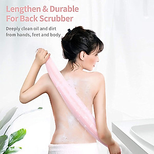 Yiclick Exfoliating Body Scrubber, Back Scrubber for Shower Bath, Exfoliating Washcloth Towel for Men Women, Body Exfoliator Loofah Luffa Sponge Net Rag Back Washer (Green+Pink+Yellow)