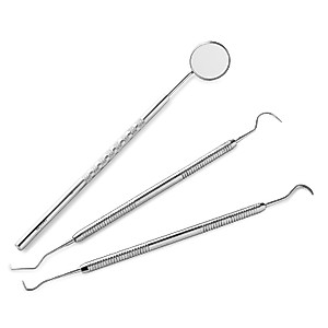 Dental Hygiene Tool Kit - Includes Stainless Steel Tarter Scraper/Scaling Remover, Dental Toothpick, Mouth Mirror - by Majestic Bombay- Dentists Tools Set is Ideal for Personal Use & Pet Friendly